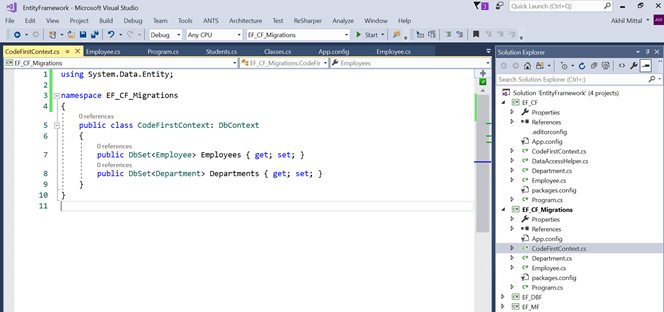 Code First Approach And Code First Migrations In Entity Framework